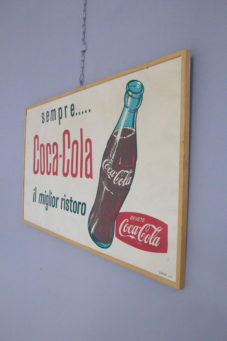 Midcentury Coca Cola Poster For Sale at 1stDibs