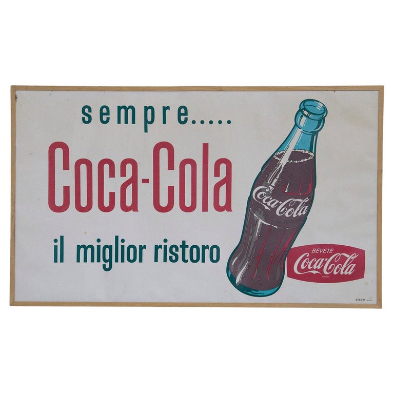 Midcentury Coca Cola Poster For Sale at 1stDibs