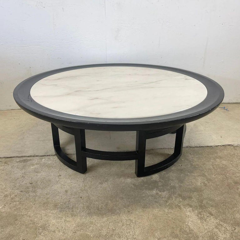 Mid-Century Coffee Circular Stone Top Coffee Table at 1stDibs