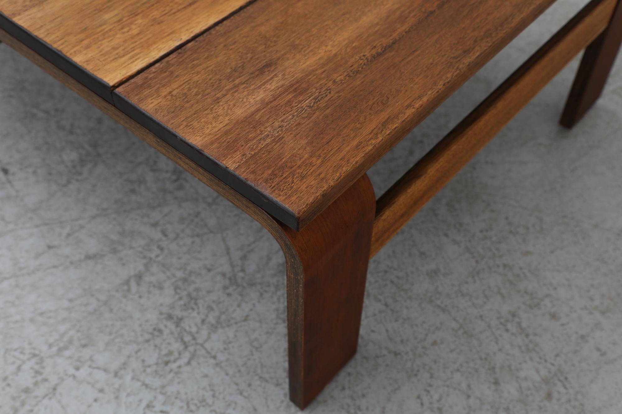 Midcentury Coffee Table Bench with Slatted Seat For Sale at 1stDibs