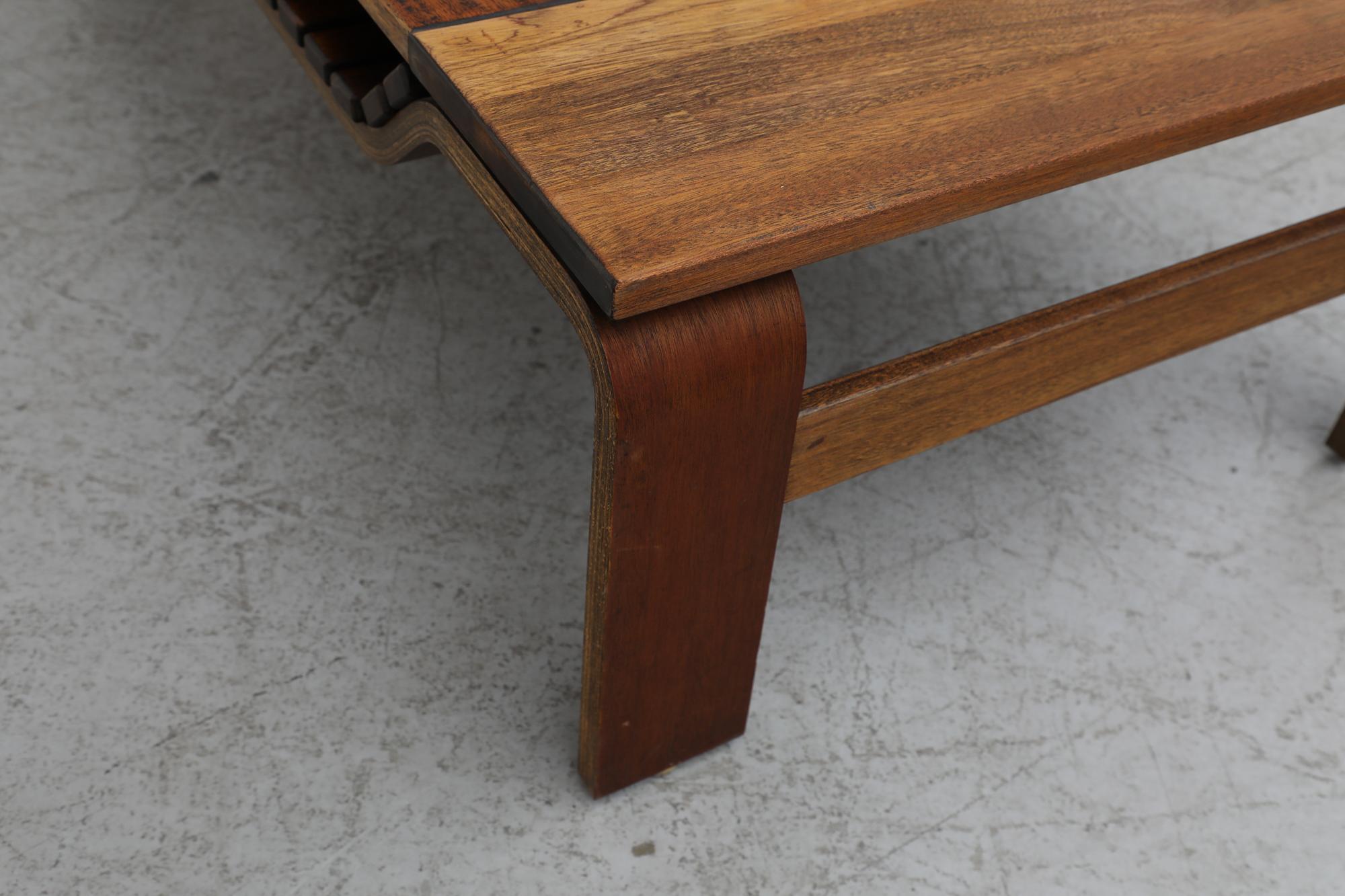 Midcentury Coffee Table Bench with Slatted Seat For Sale at 1stDibs