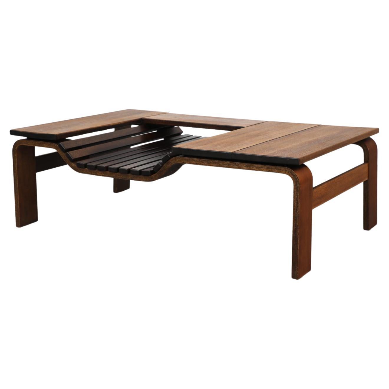 Midcentury Coffee Table Bench with Slatted Seat For Sale at 1stDibs