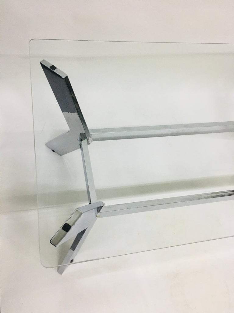 Mid-Century Coffee Table with Chrome Legs from the 70s For Sale at 1stDibs