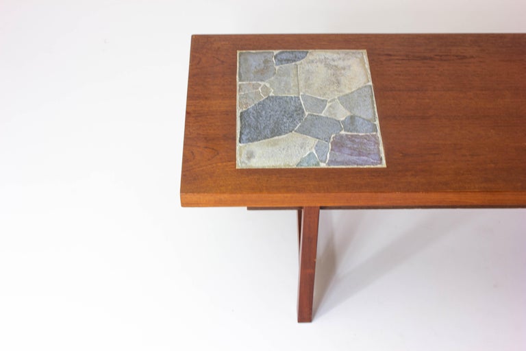 Mid-Century Coffee Table with Slate Stone Inlay, 1960s For Sale at 1stDibs