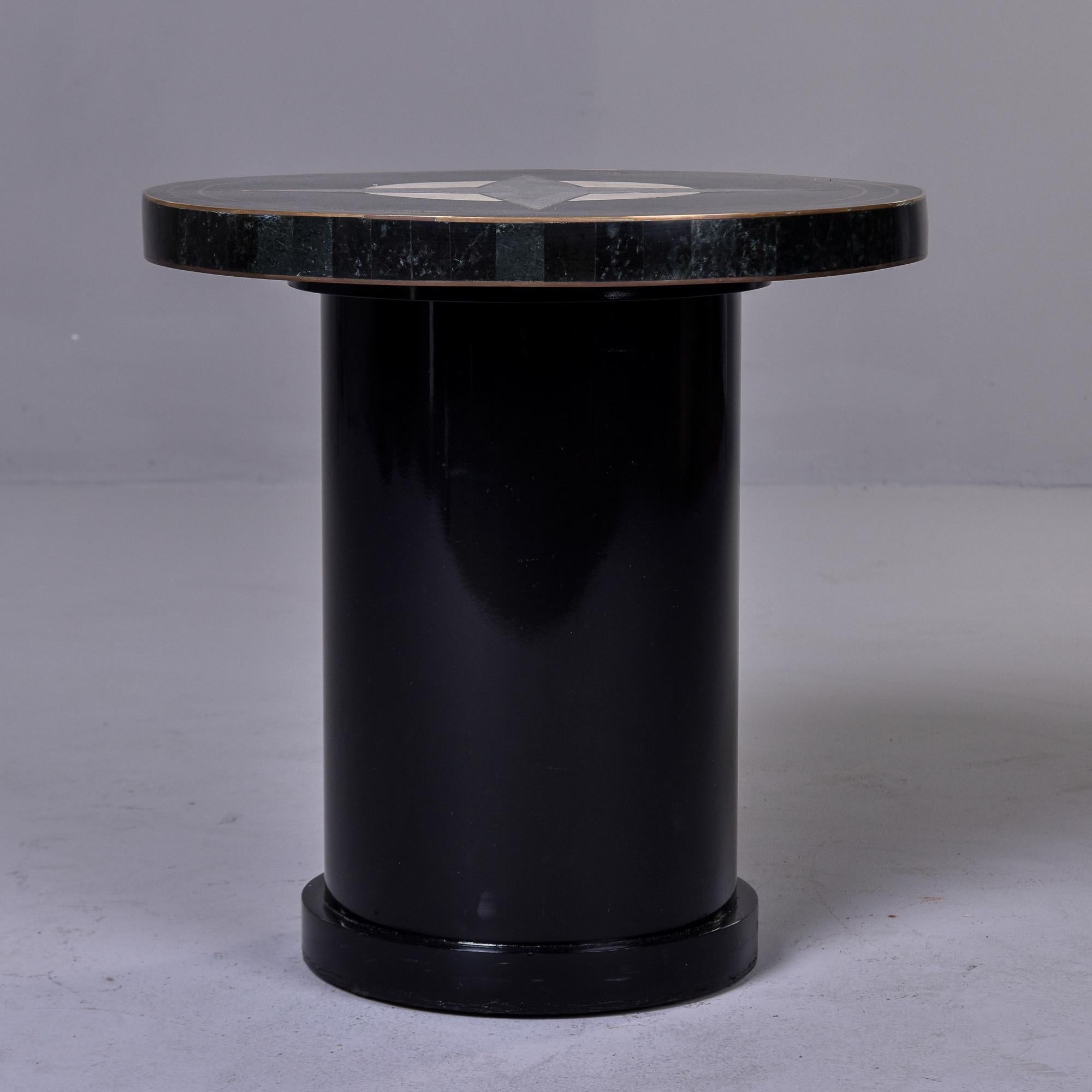 Mid Century Compass Rose Side Table in Stone with Brass Inlay at 1stDibs