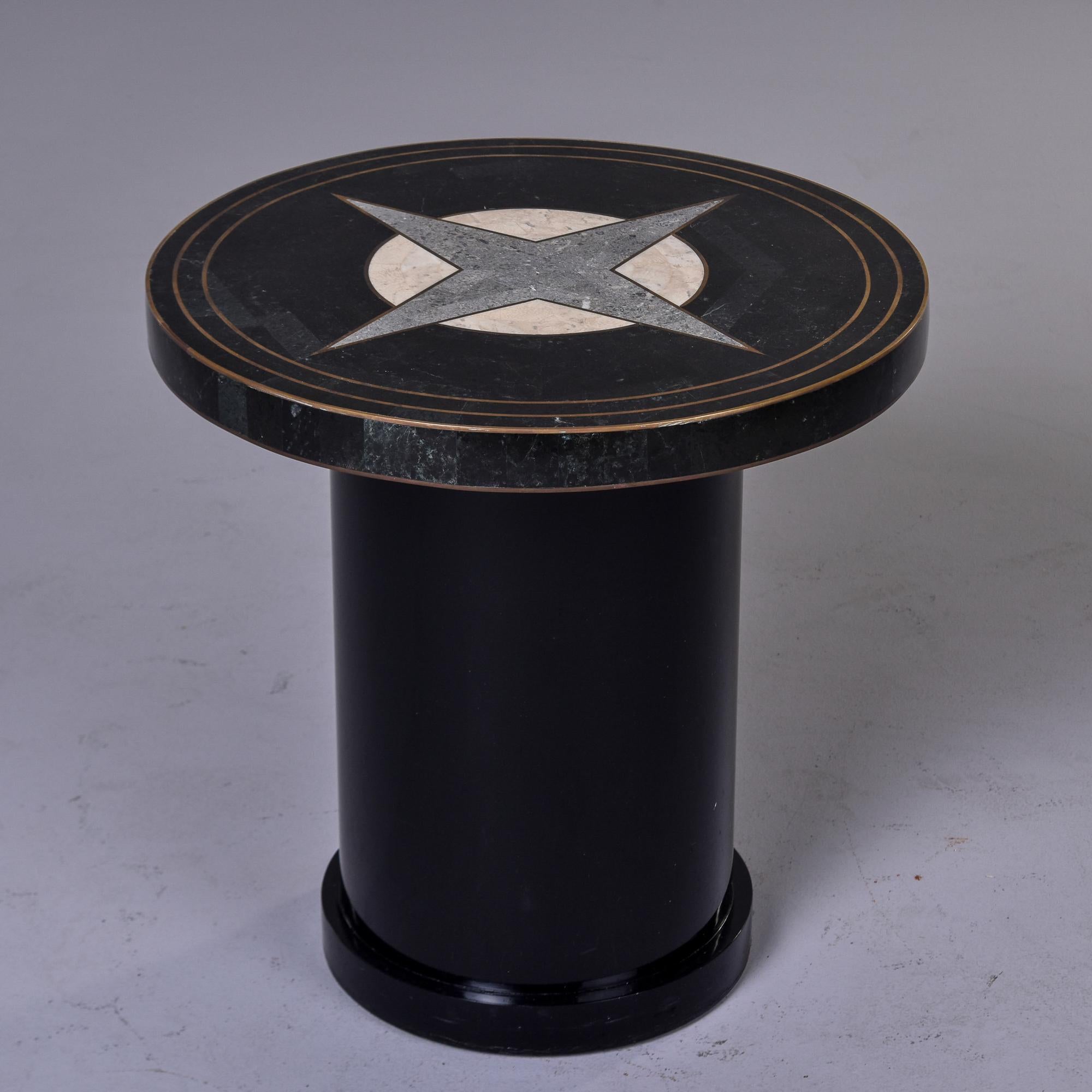 Mid Century Compass Rose Side Table in Stone with Brass Inlay at 1stDibs