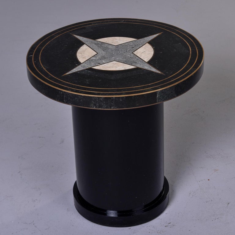 Mid Century Compass Rose Side Table in Stone with Brass Inlay For Sale ...