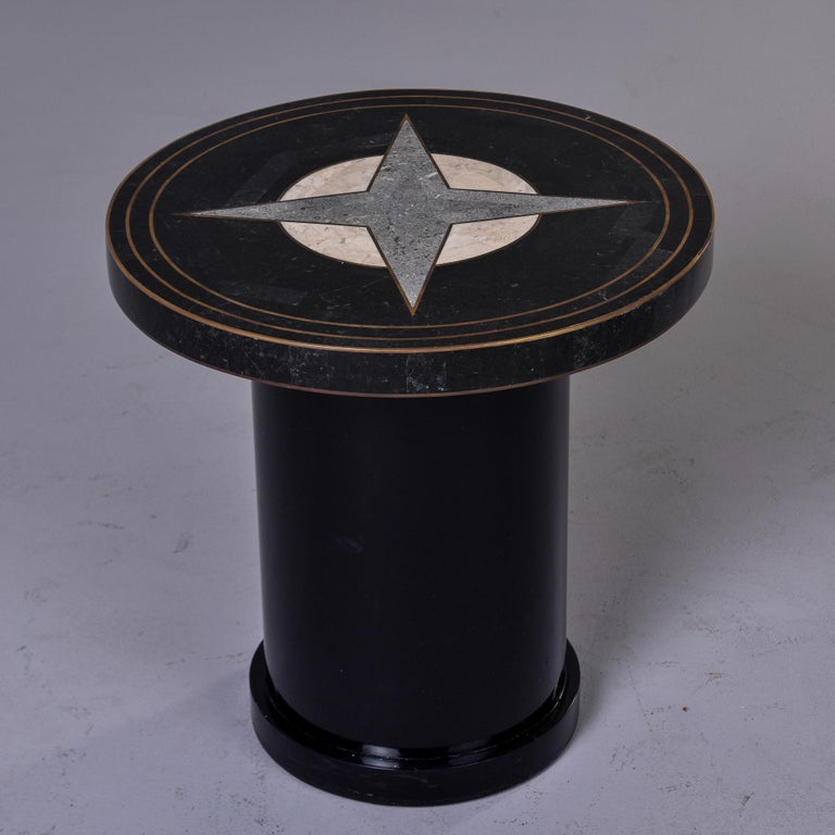 Mid Century Compass Rose Side Table in Stone with Brass Inlay For Sale ...