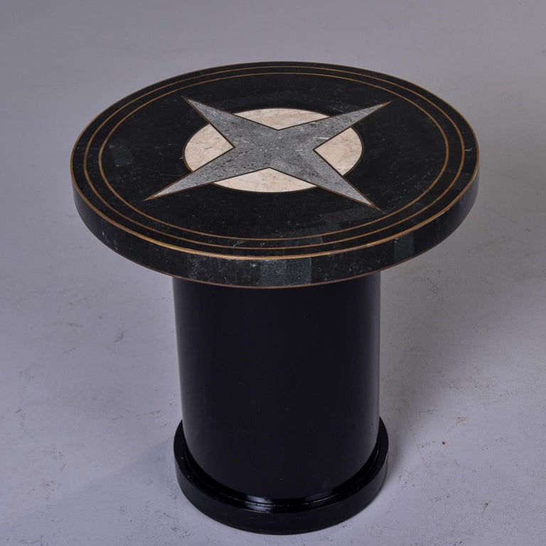 Mid Century Compass Rose Side Table in Stone with Brass Inlay For Sale ...