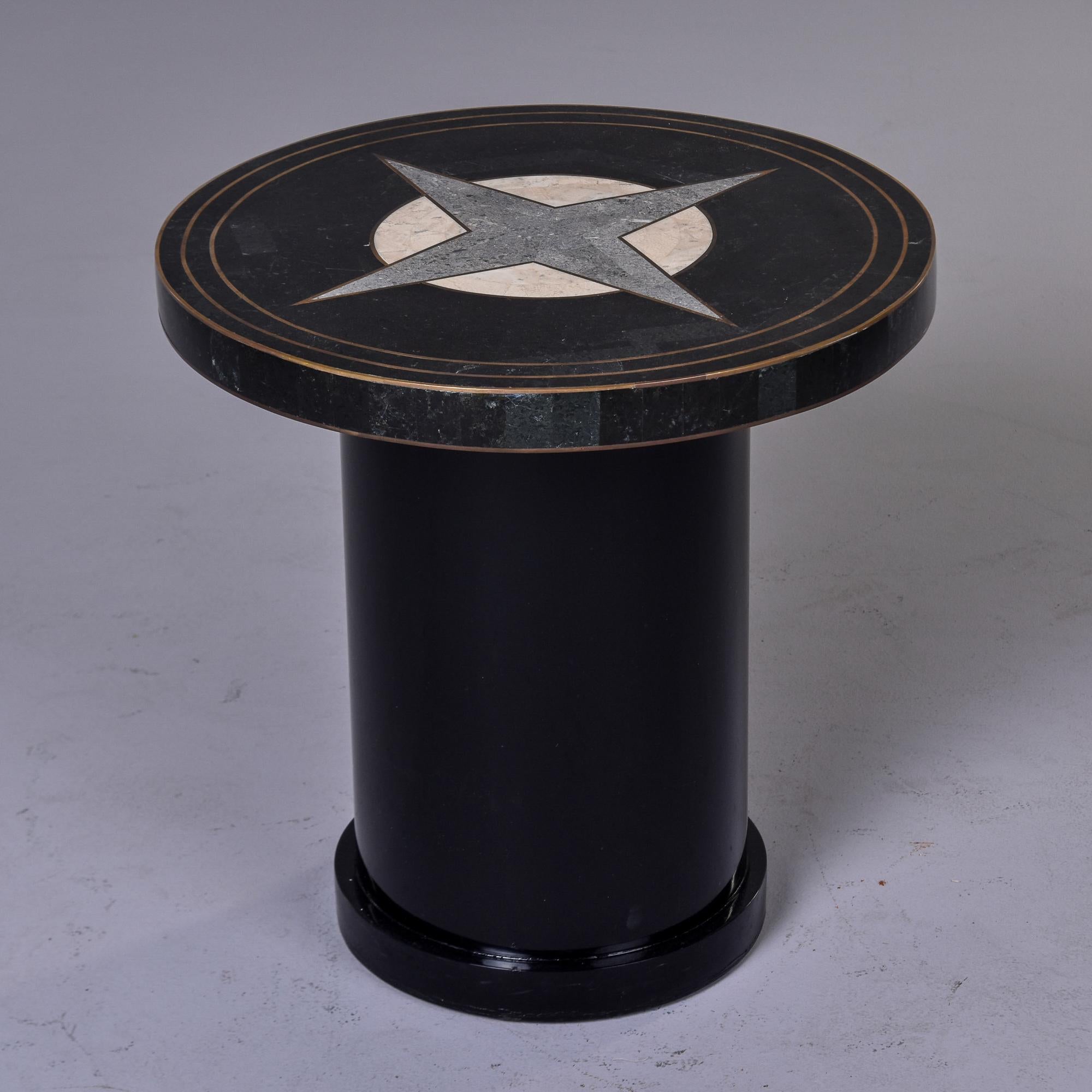 Mid Century Compass Rose Side Table in Stone with Brass Inlay at 1stDibs