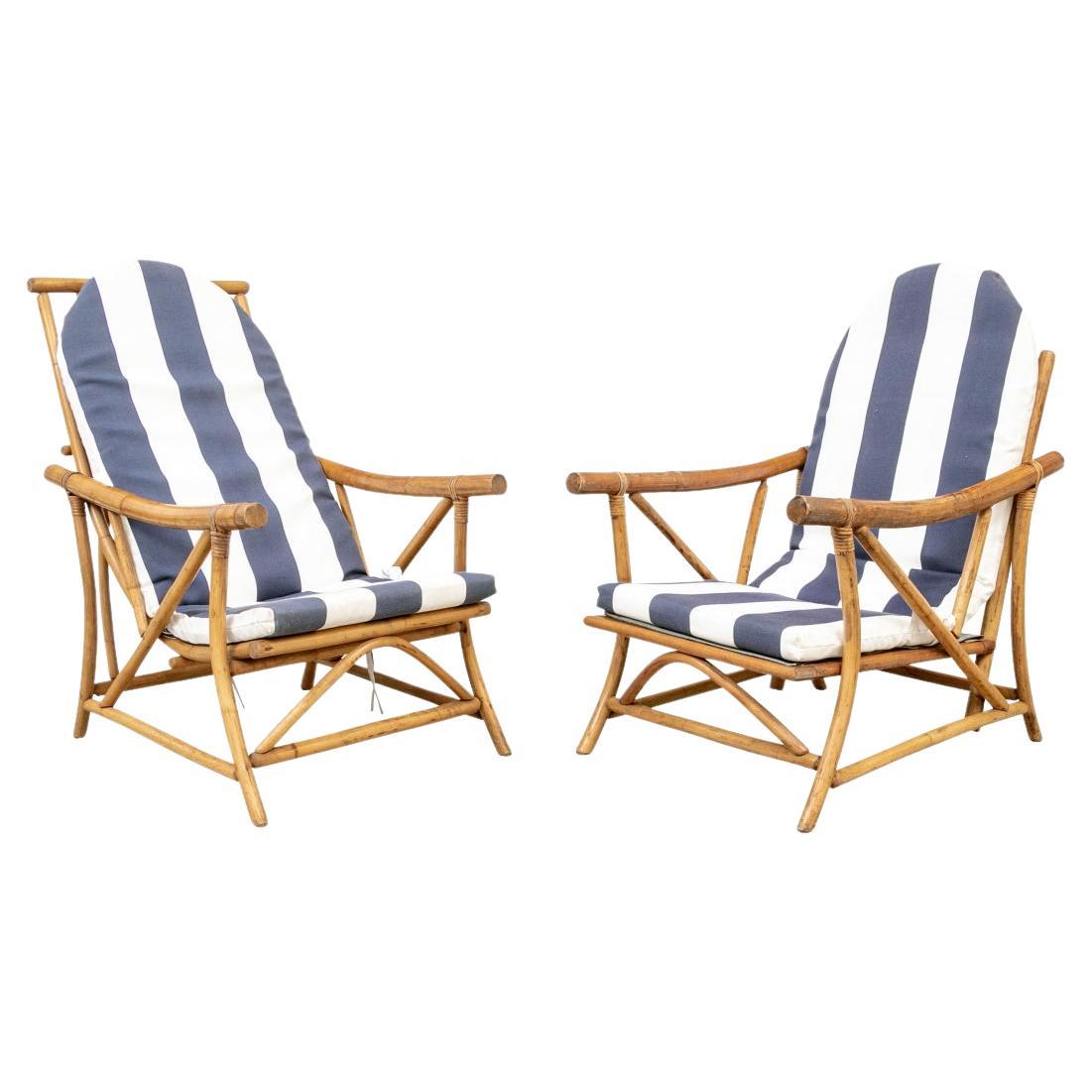 Pair of Midcentury Rattan Sun Porch Chairs For Sale at 1stDibs