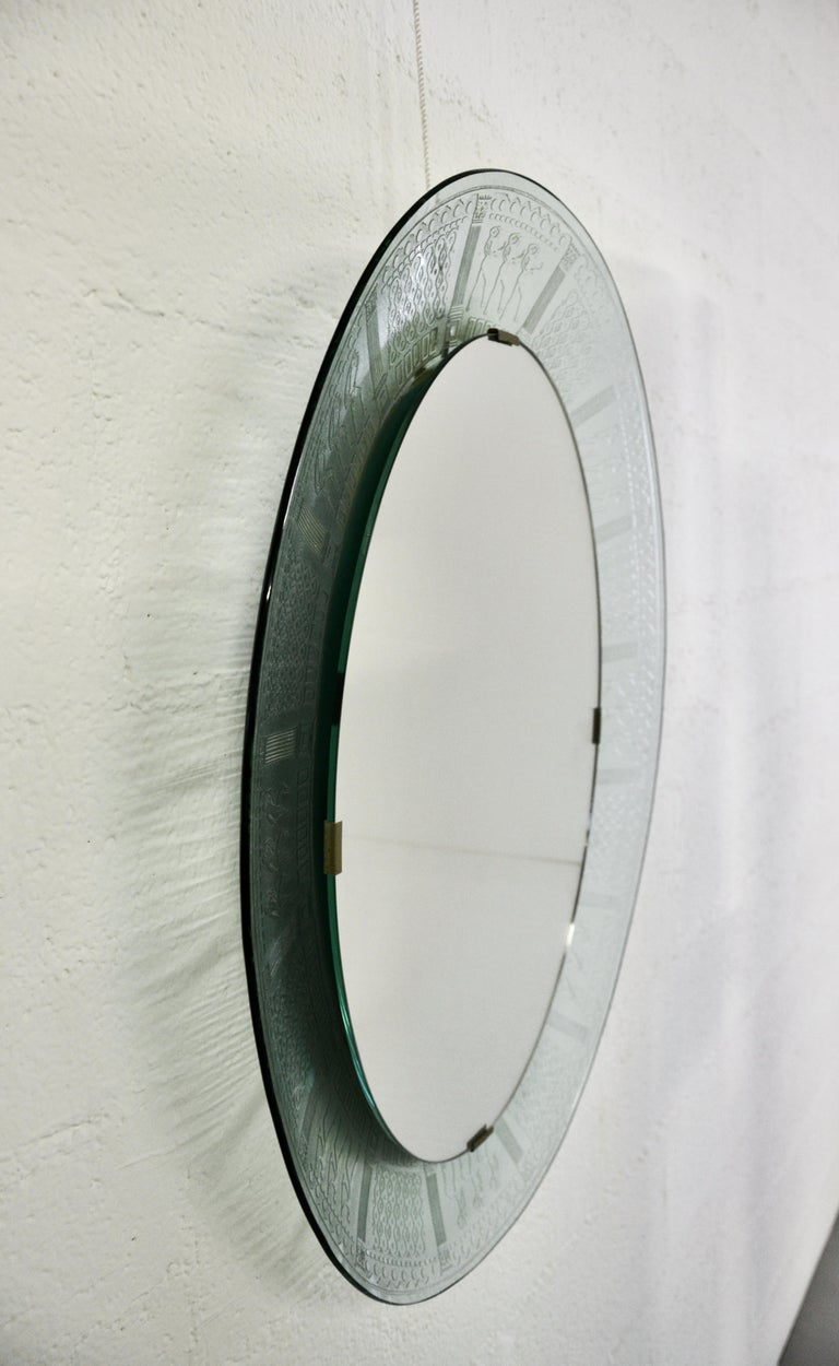 Mid-century Concave Wall Mirror By Furgeri For Sale at 1stDibs