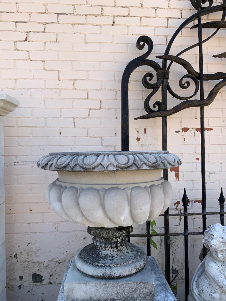 Mid Century Concrete Pair of Planters For Sale at 1stDibs