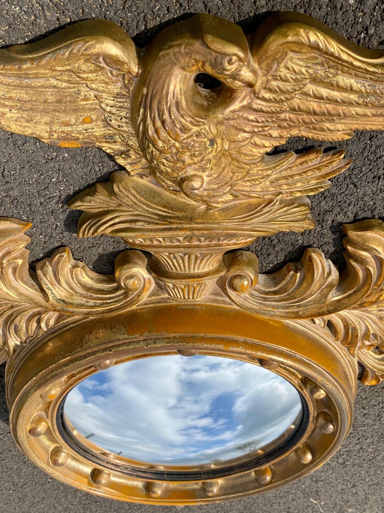 Mid Century Convex Bullseye Federal Style Gilt Eagle Wall Mirror at ...
