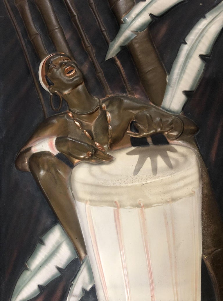 Mid Century Cooper Embossed Bongo Player Wood Framed by C.I.E. Pearson ...
