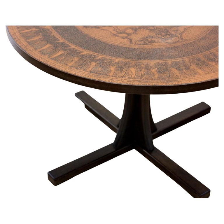 Mid Century Copper and Solid Mahogany Egyptian Dining Table.[Danske ...