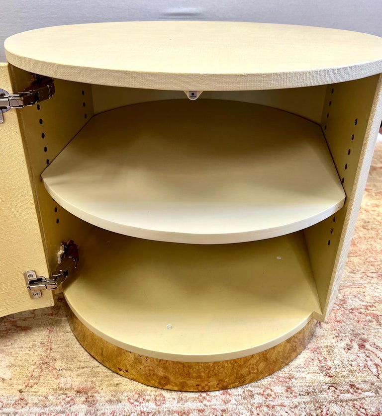 Mid-Century Coveted Karl Springer Pair of Cylindrical Round Linen ...