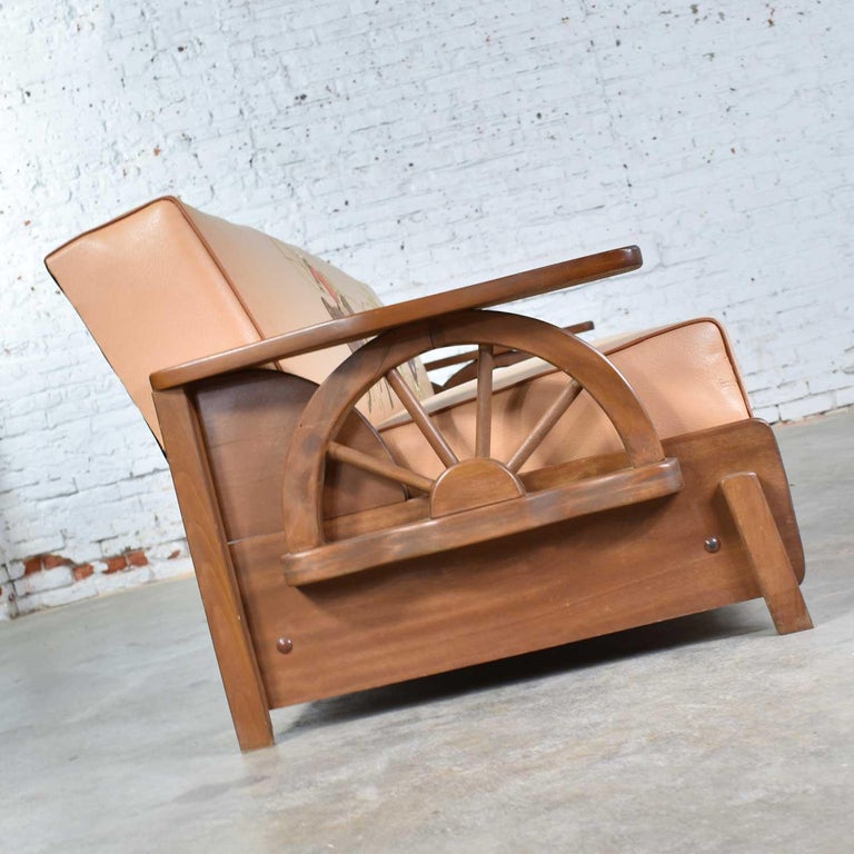 Midcentury Cowboy Western Wagon Wheel Convertible Dude Ranch Sofa at ...