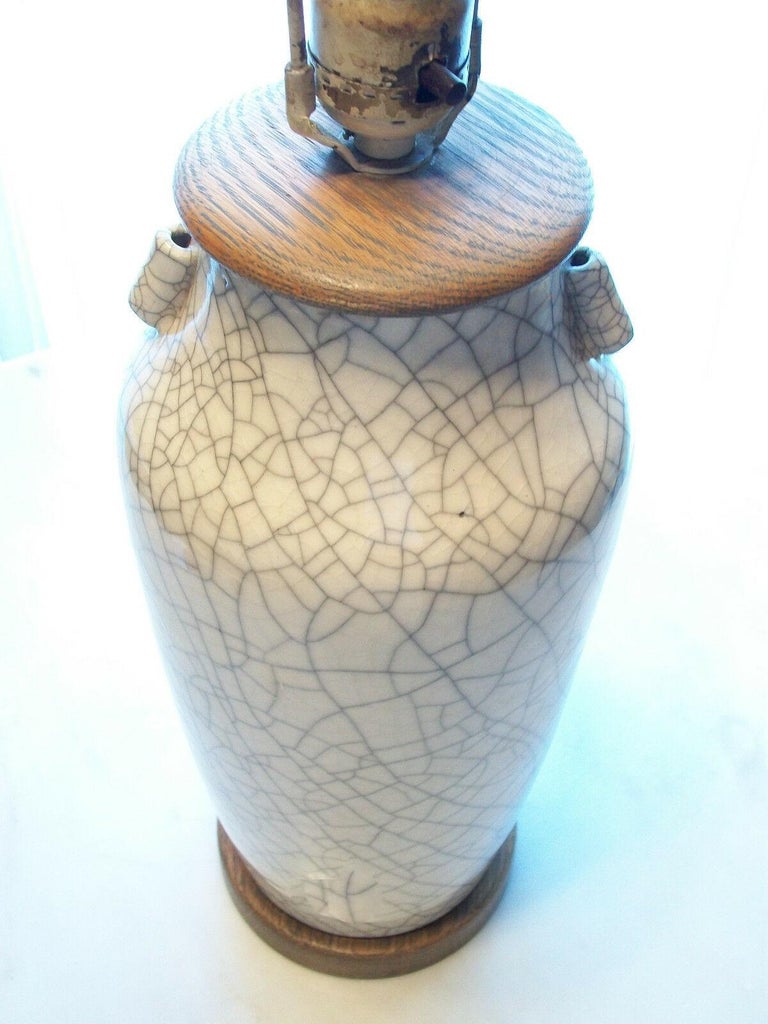 Mid-Century Crackle Glaze Lamp, Original Fittings and Shade, Japan ...