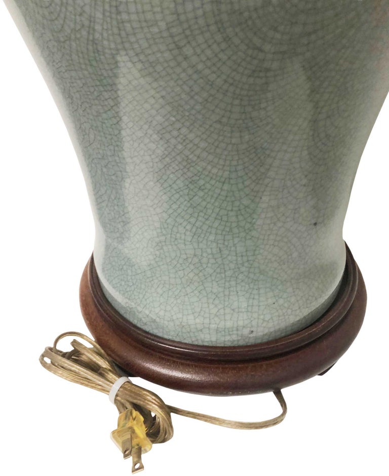 Mid Century Crackle Table Lamp For Sale at 1stDibs