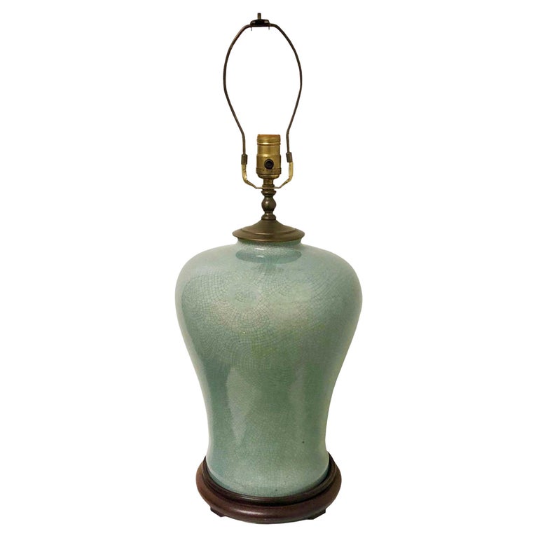 Mid Century Crackle Table Lamp For Sale at 1stDibs