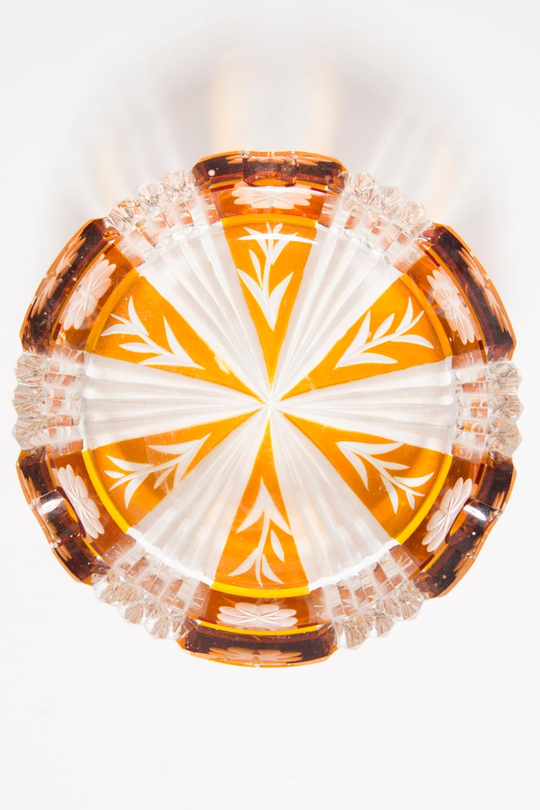 Mid Century Crystal Mustard Yellow Glass Bowl Ashtray, Italy, 1970s For ...