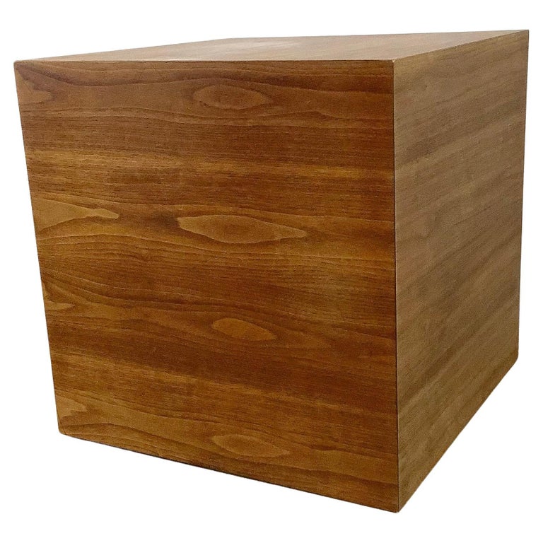 Mid-Century Cube Walnut End Table For Sale at 1stDibs