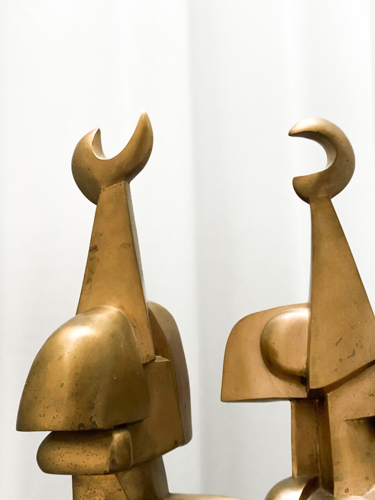 Mid-Century Cubist Bronze Sculpture Abstract, Att, Straesser / henry ...