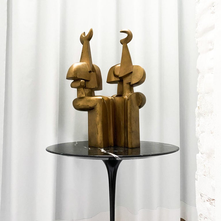 Mid-Century Cubist Bronze Sculpture Abstract, Att, Straesser / henry ...