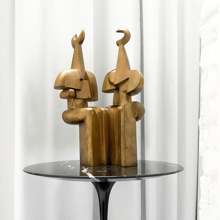Mid-Century Cubist Bronze Sculpture Abstract, Att, Straesser / henry ...