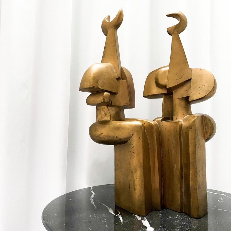Mid-Century Cubist Bronze Sculpture Abstract, Att, Straesser / henry ...