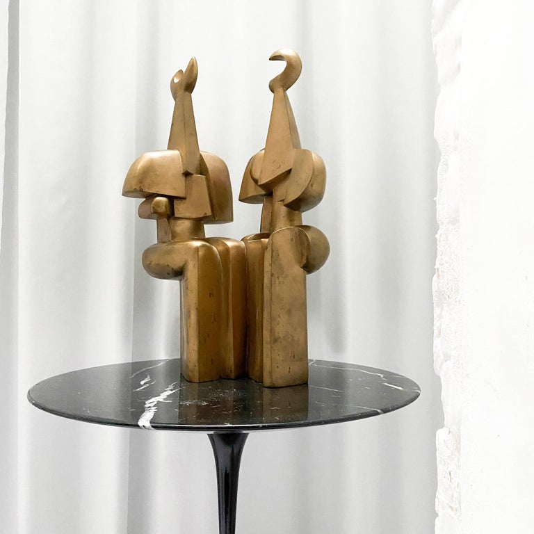 Mid-Century Cubist Bronze Sculpture Abstract, Att, Straesser / henry ...