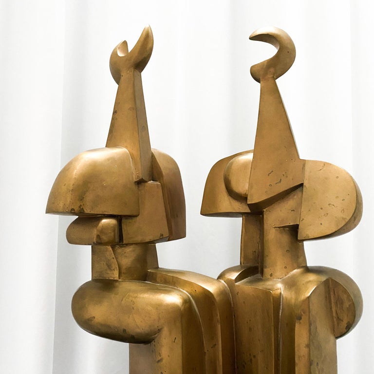 Mid-Century Cubist Bronze Sculpture Abstract, Att, Straesser / henry ...