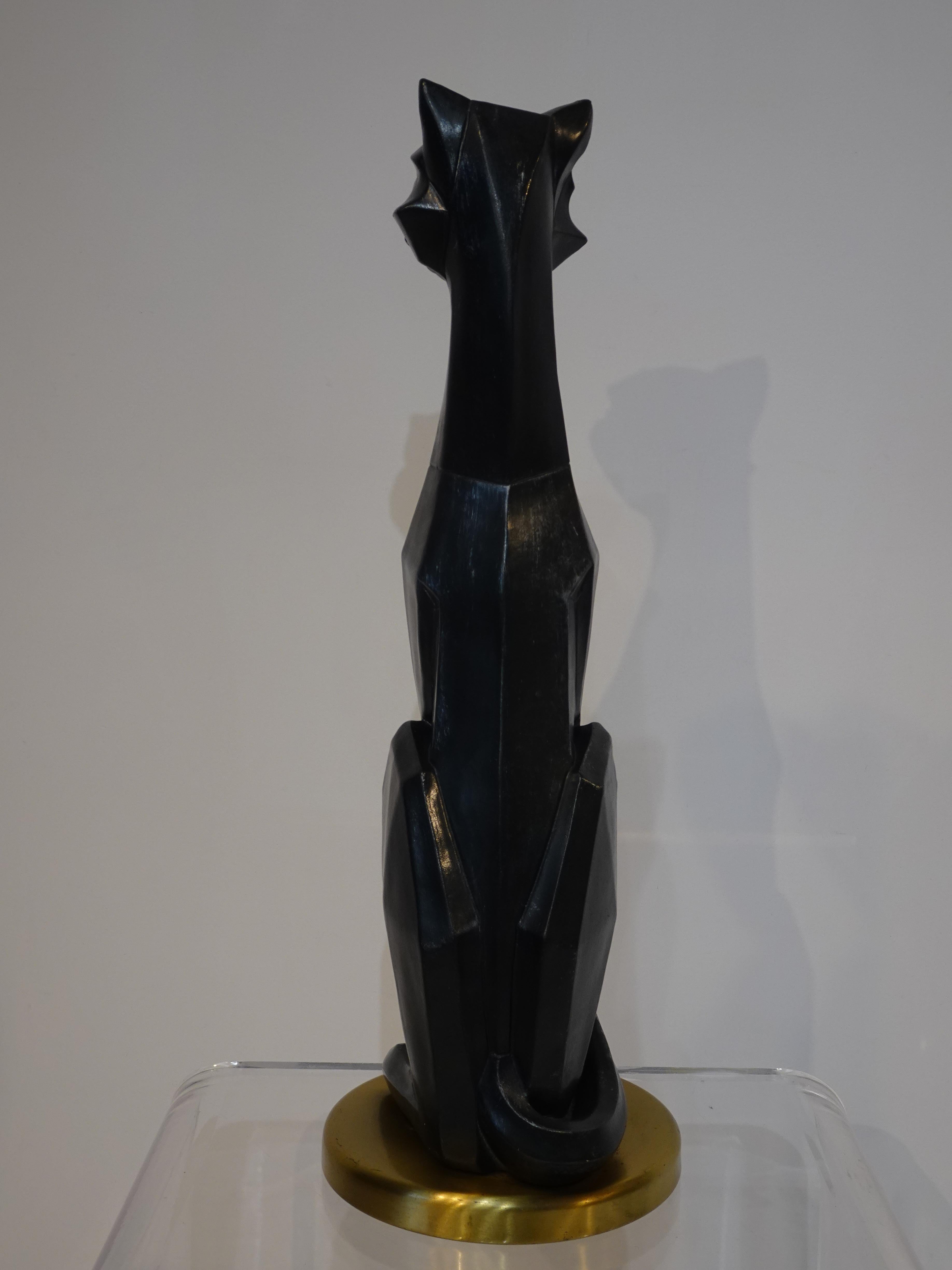 Mid Century / Cubist Large Cat Sculpture at 1stDibs | mid century cat ...