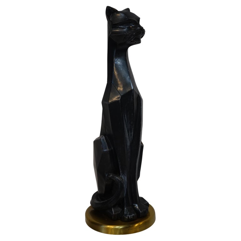 Mid Century / Cubist Large Cat Sculpture at 1stDibs