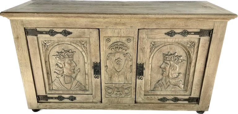 Midcentury Custom Carved and Painted Wood Sideboard For Sale at 1stDibs