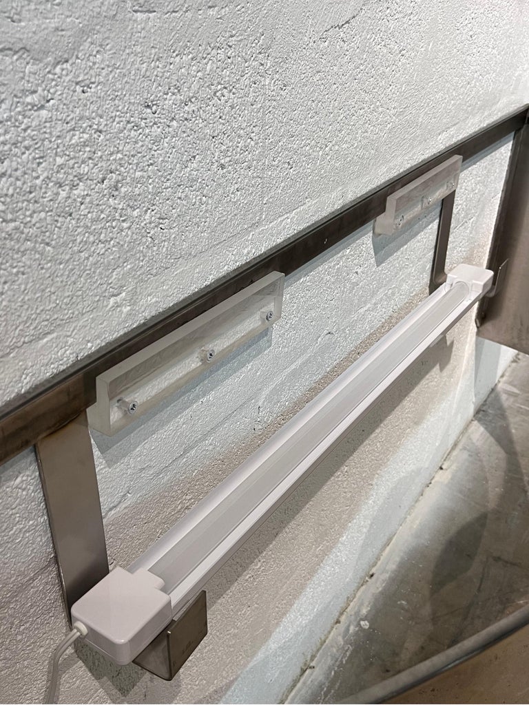 Mid-Century Custom Polished Steel and Frosted Lucite Illuminated ...