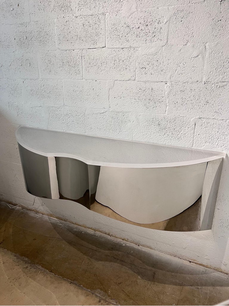 Mid-Century Custom Polished Steel and Frosted Lucite Illuminated ...