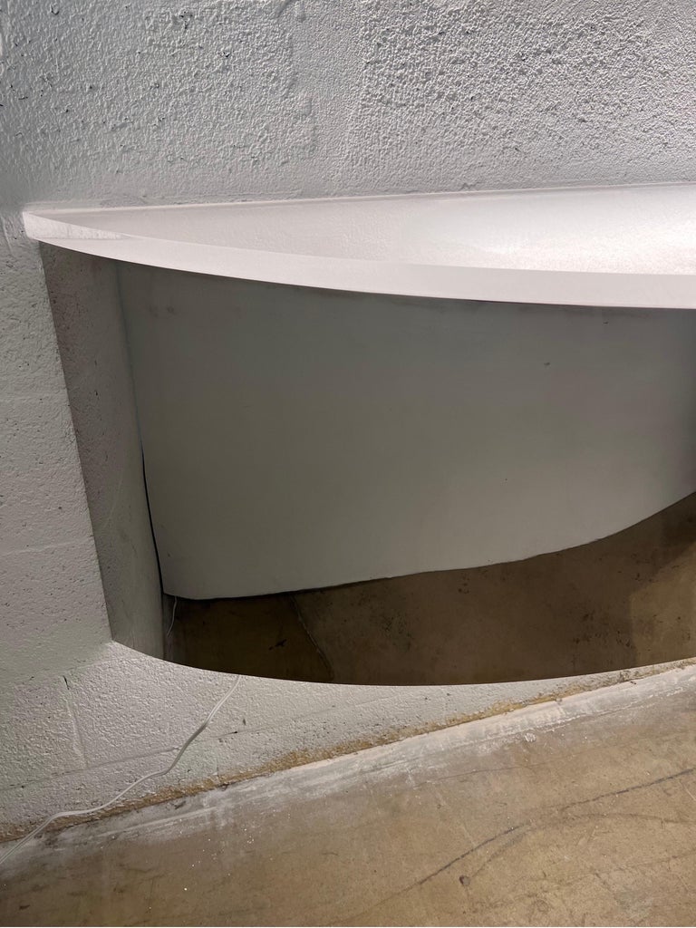 Mid-Century Custom Polished Steel and Frosted Lucite Illuminated ...