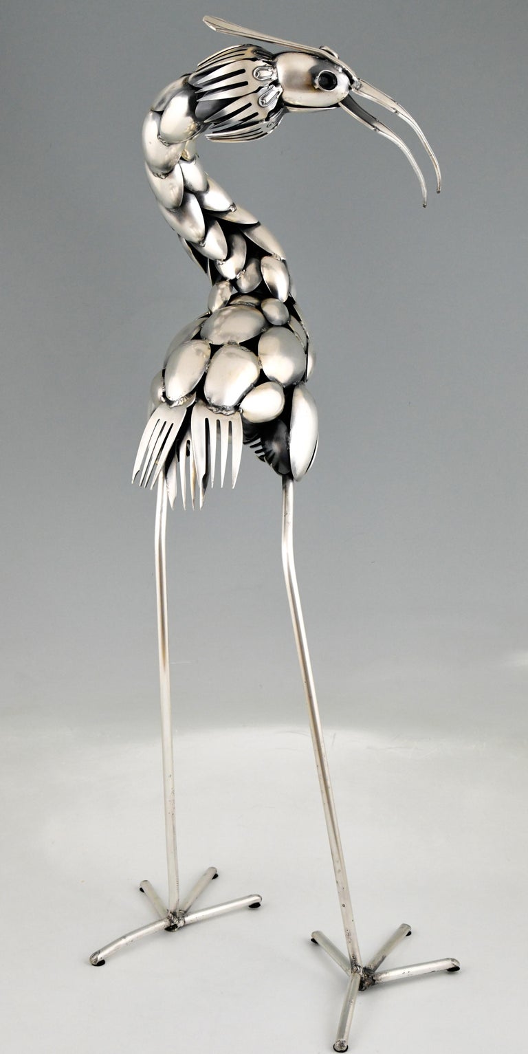 Mid Century Cutlery Sculpture of a Heron Bird Gerard Bouvier For Sale ...