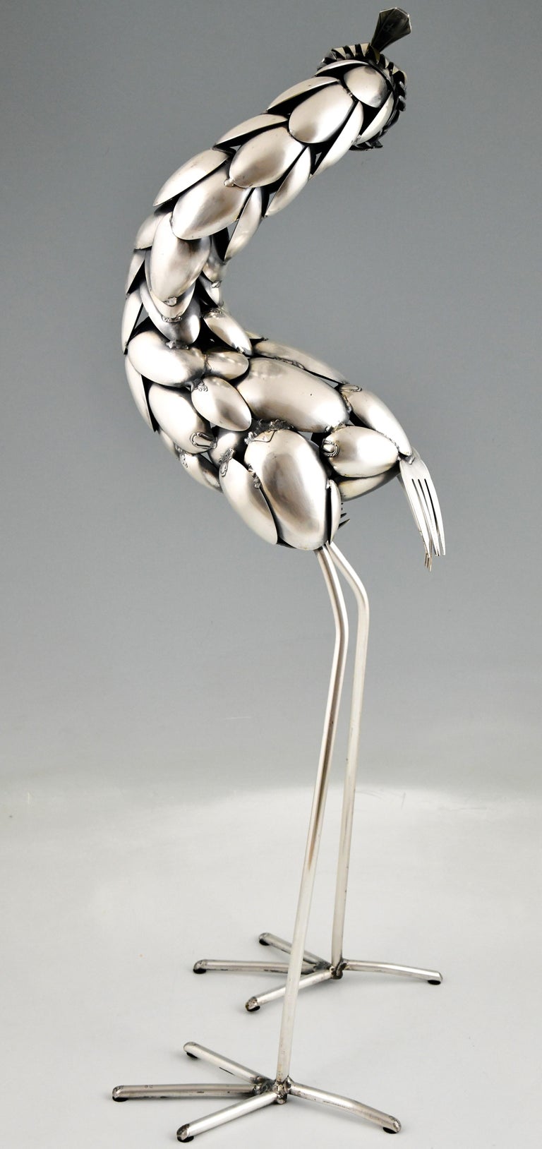 Mid Century Cutlery Sculpture of a Heron Bird Gerard Bouvier For Sale ...
