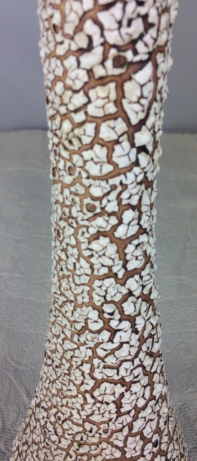 Vallauris French Midcentury Beige Pottery Vase, Signed For Sale at 1stDibs