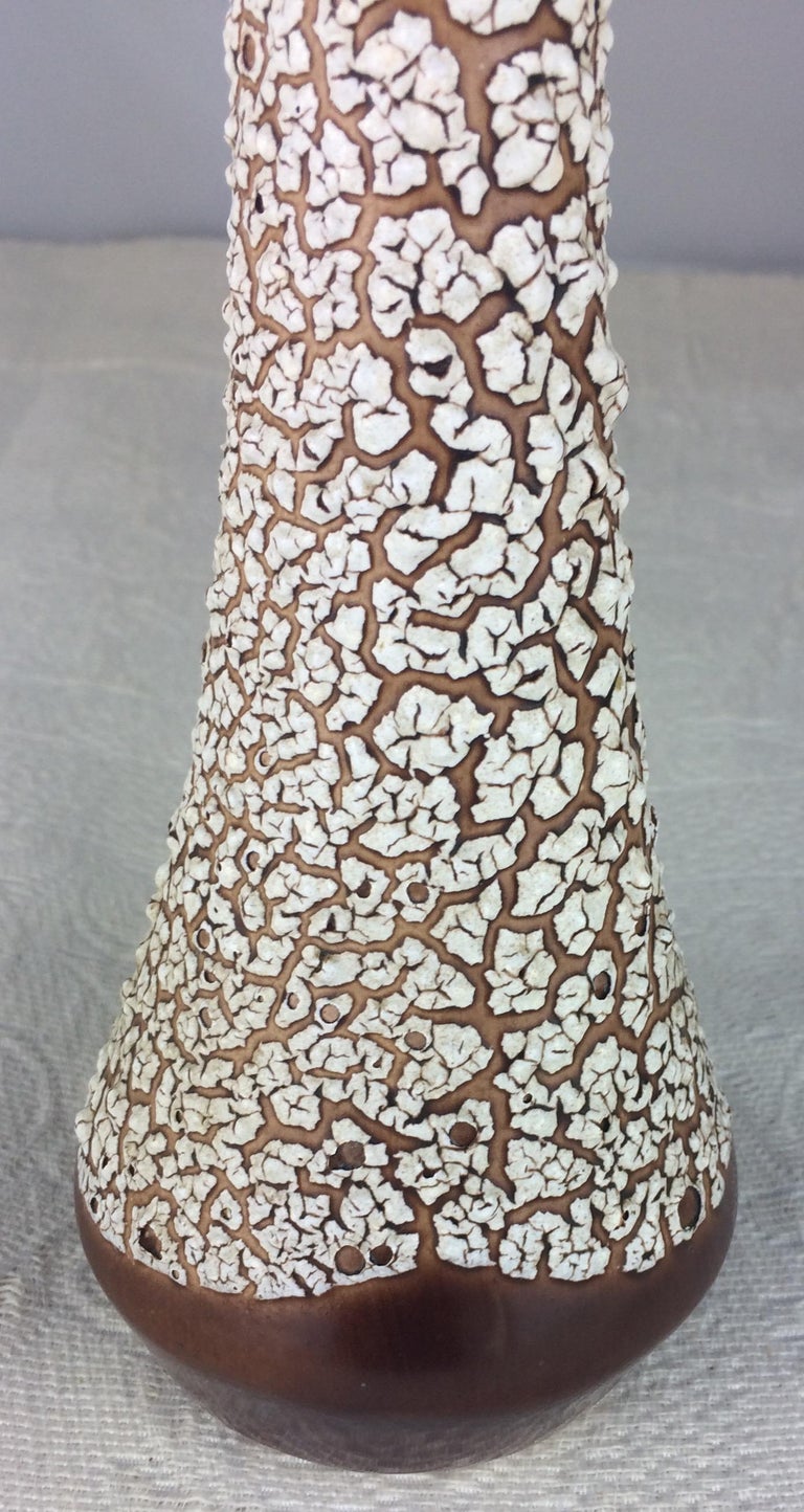 Vallauris French Midcentury Beige Pottery Vase, Signed For Sale at 1stDibs