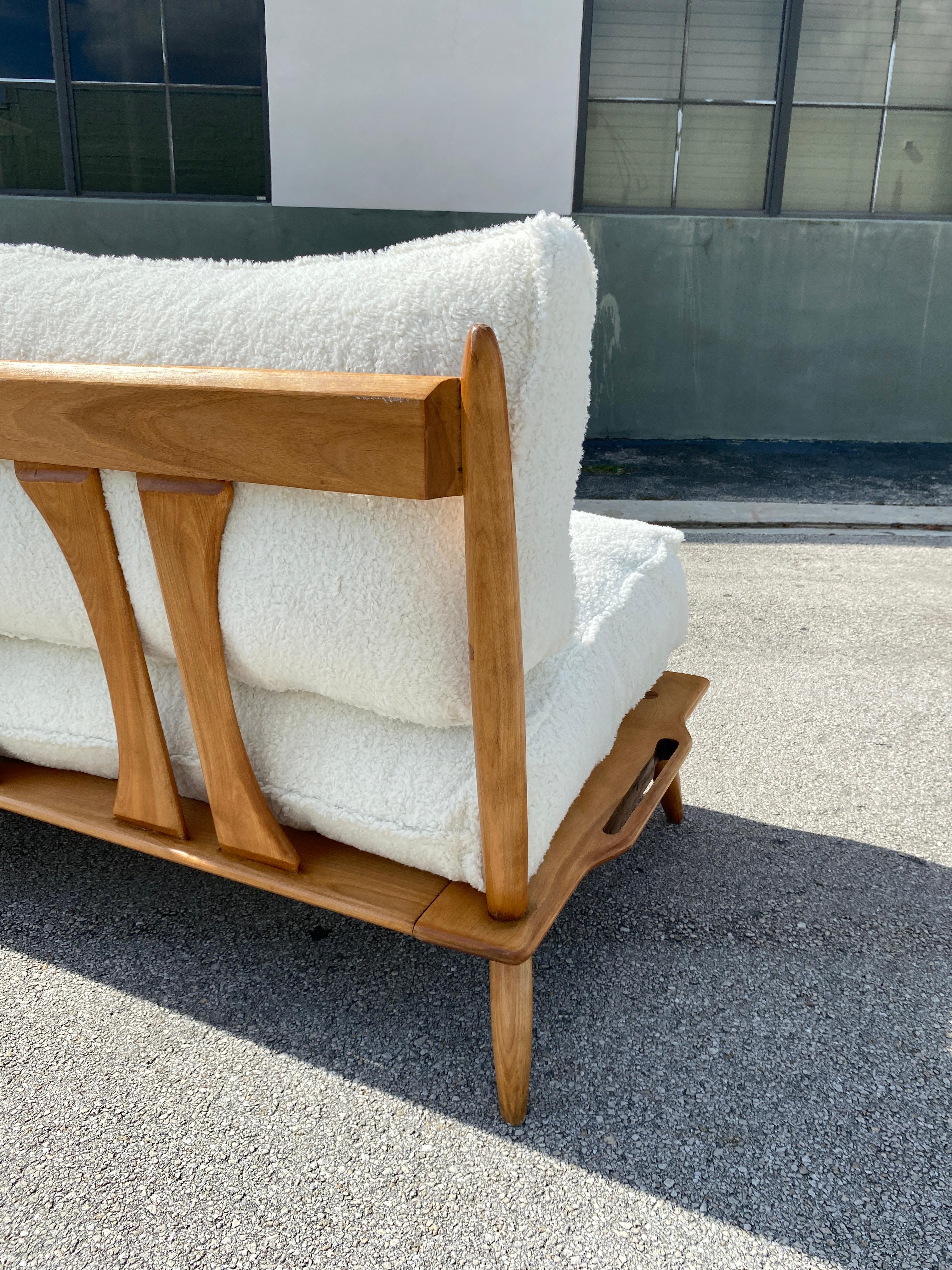 Mid-Century Danish Armless Daybed Sofa in Boucle Fabric at 1stDibs