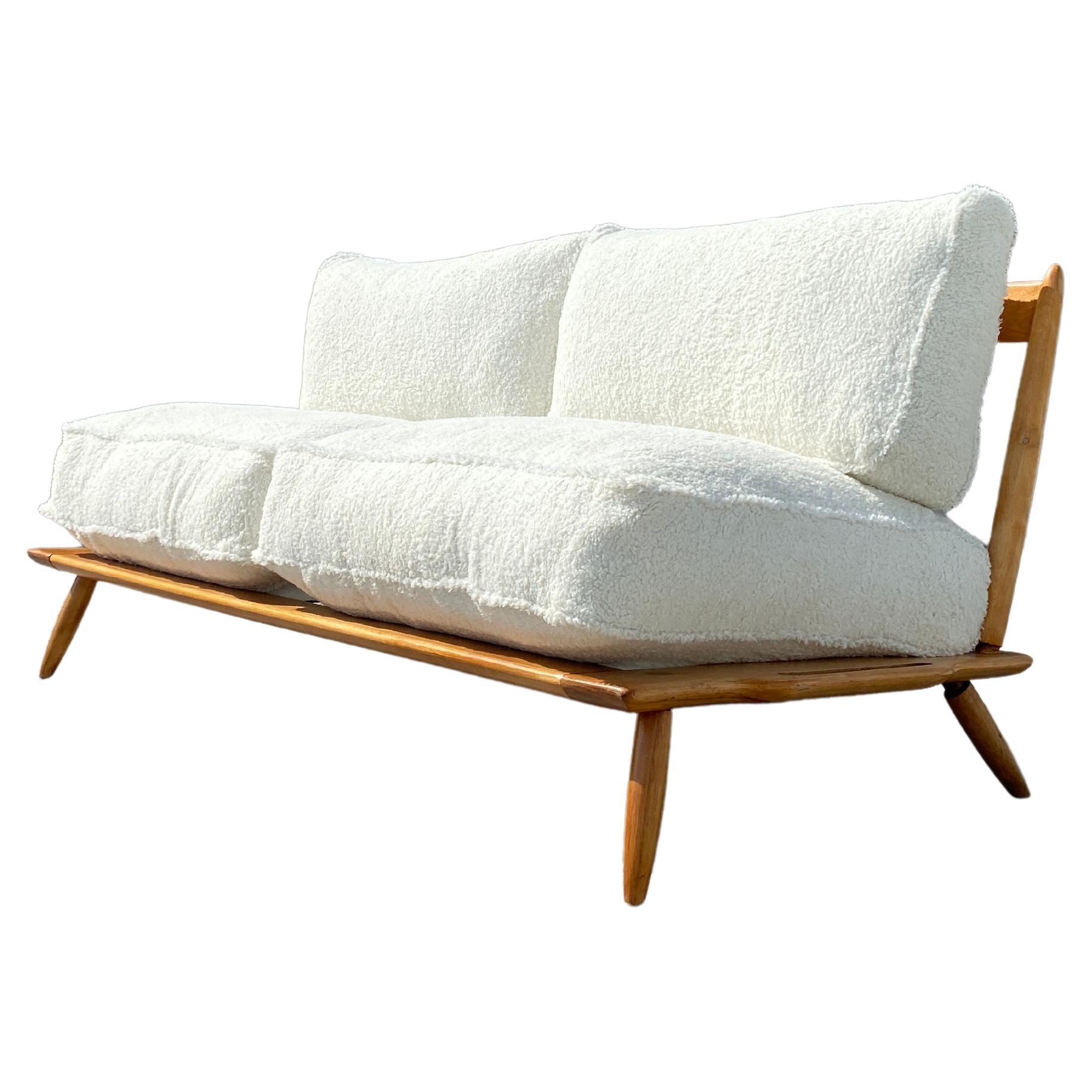 Mid-Century Danish Armless Daybed Sofa in Boucle Fabric at 1stDibs