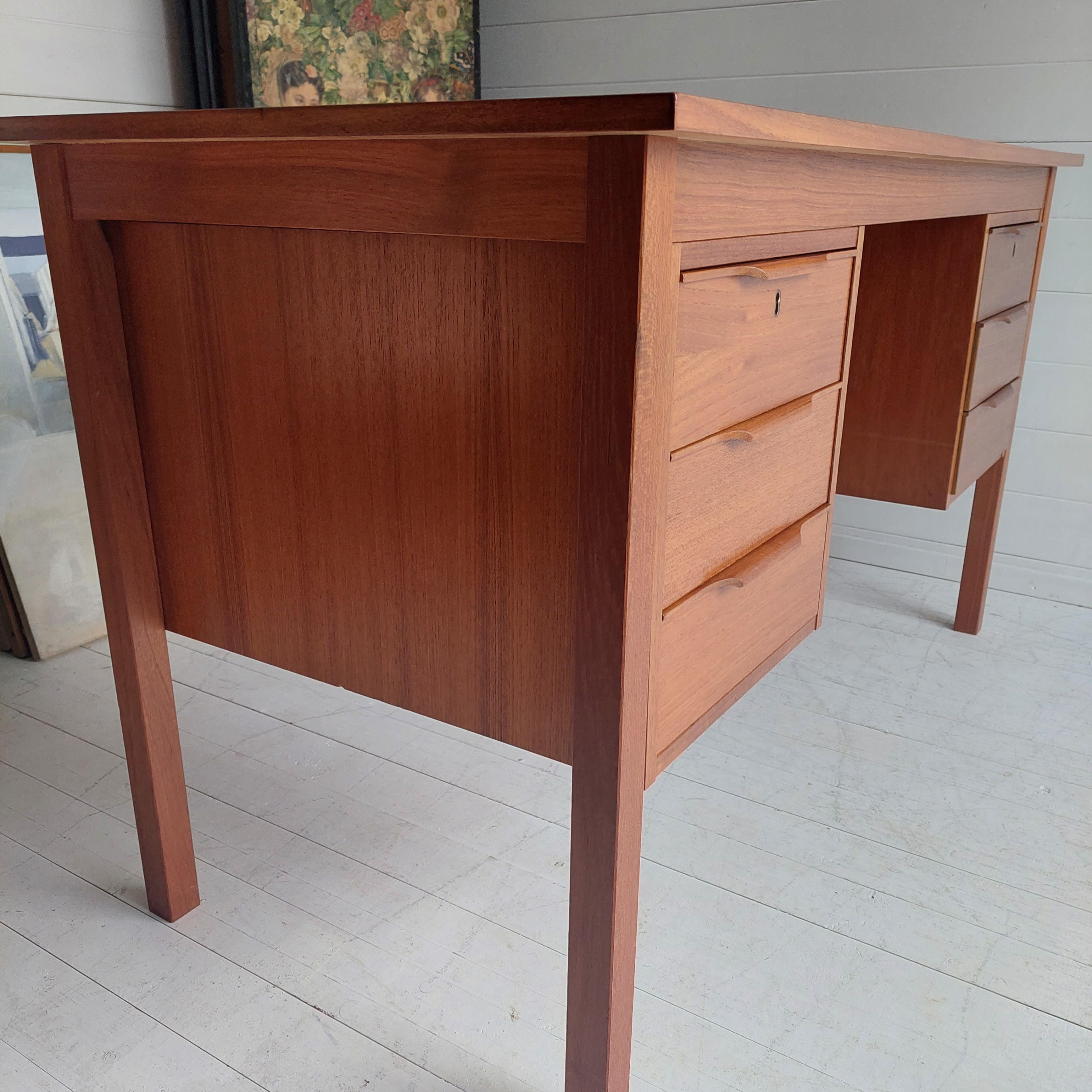 Mid Century Danish Bent Silberg Mobler Vintage Teak Pedestal Desk 1960 ...