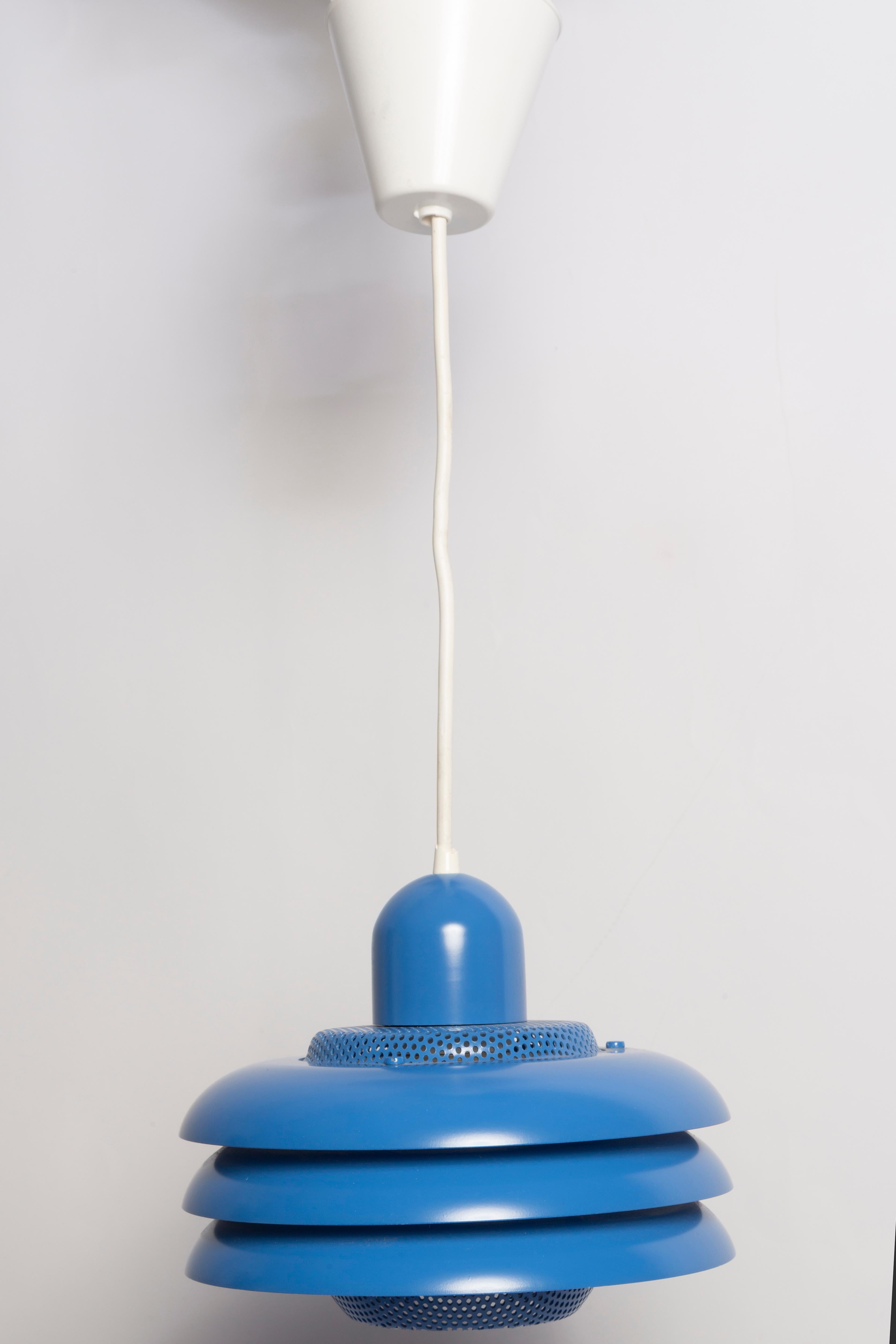 Mid-Century Danish Blue Lamp JEKA Metaltryk, 1970s at 1stDibs