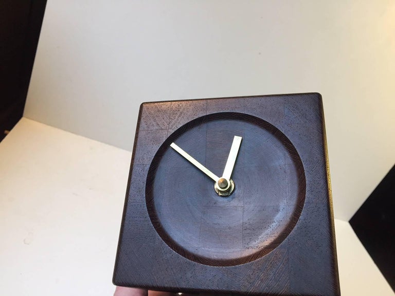 Midcentury Danish Cube Table Clock in Wenge Wood, 1960s For Sale at 1stDibs