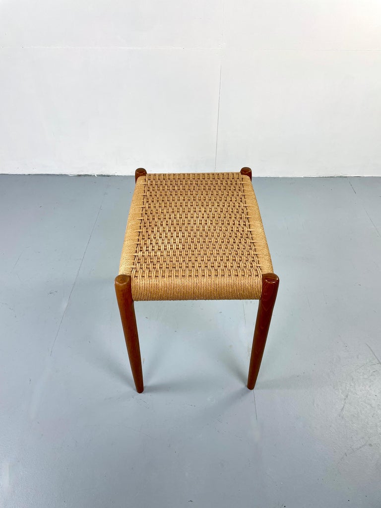 Mid Century Danish Design Teak Stool Papercord Niels O. Møller for J. L ...