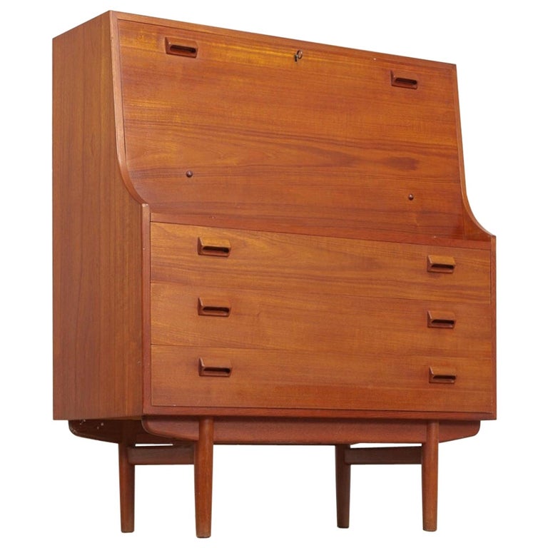 Midcentury Danish Modern Borge Mogensen Teak Wood Drop Front Secretary ...